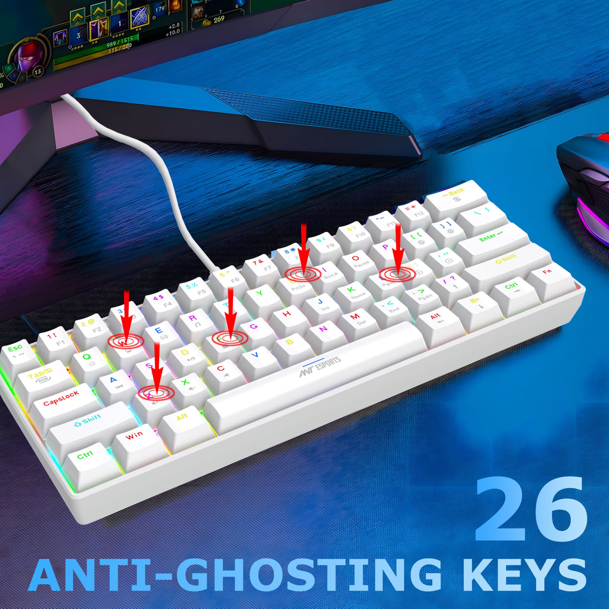Ant Esports MK1300 V2 Mechnical Wired Gaming keyboard White Hot ...