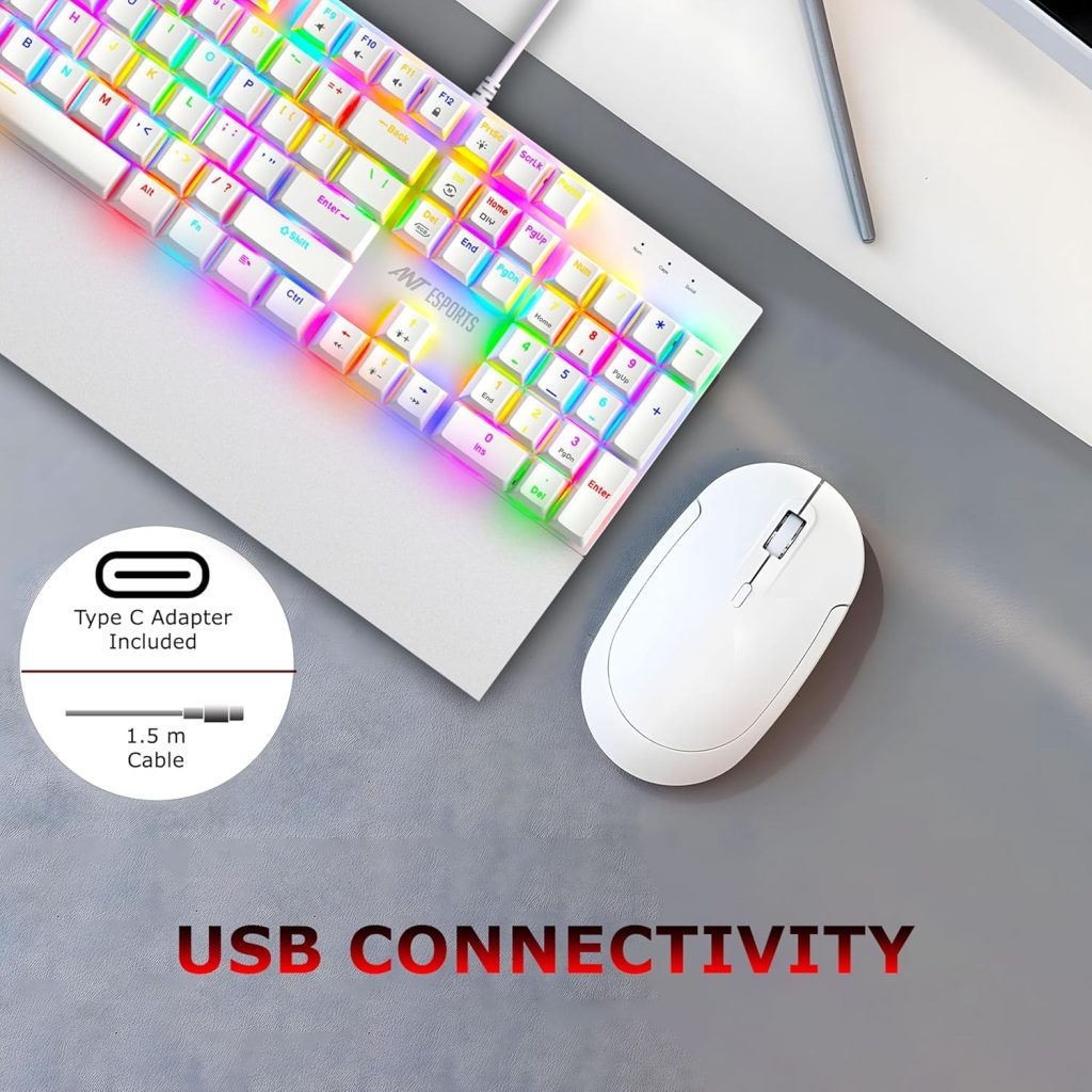Ant Esports MK4100 RGB Mechanical Wired Gaming Keyboard White Hot ...