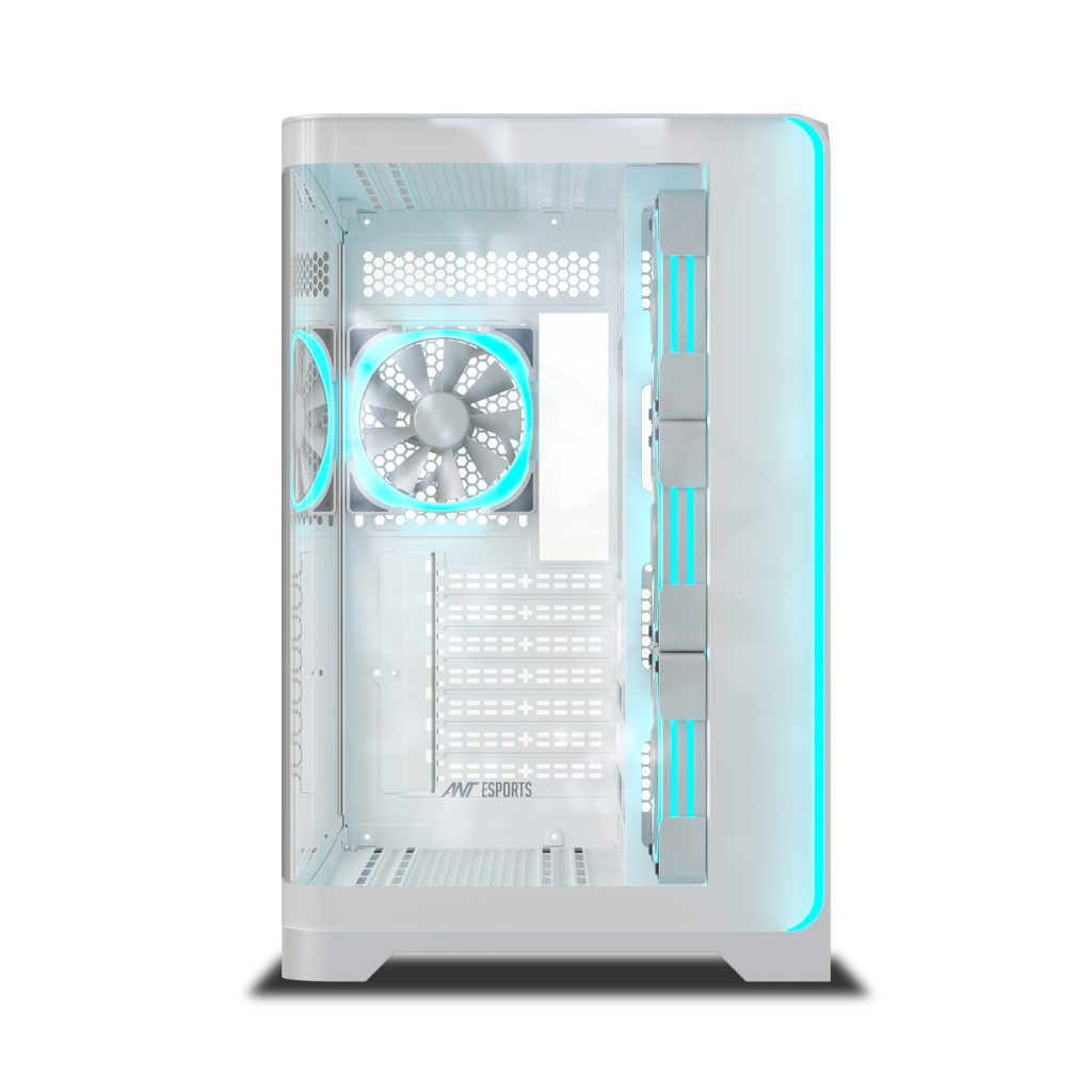 Ant Esports Crystal ARC Mid Tower (ATX/m-ATX/m-ITX) White Cabinet with ...