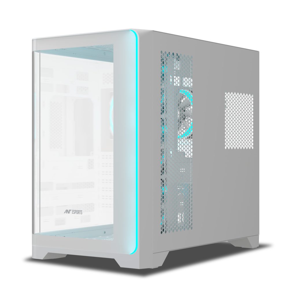 Ant Esports Crystal ARC Mid Tower (ATX/m-ATX/m-ITX) White Cabinet with ...