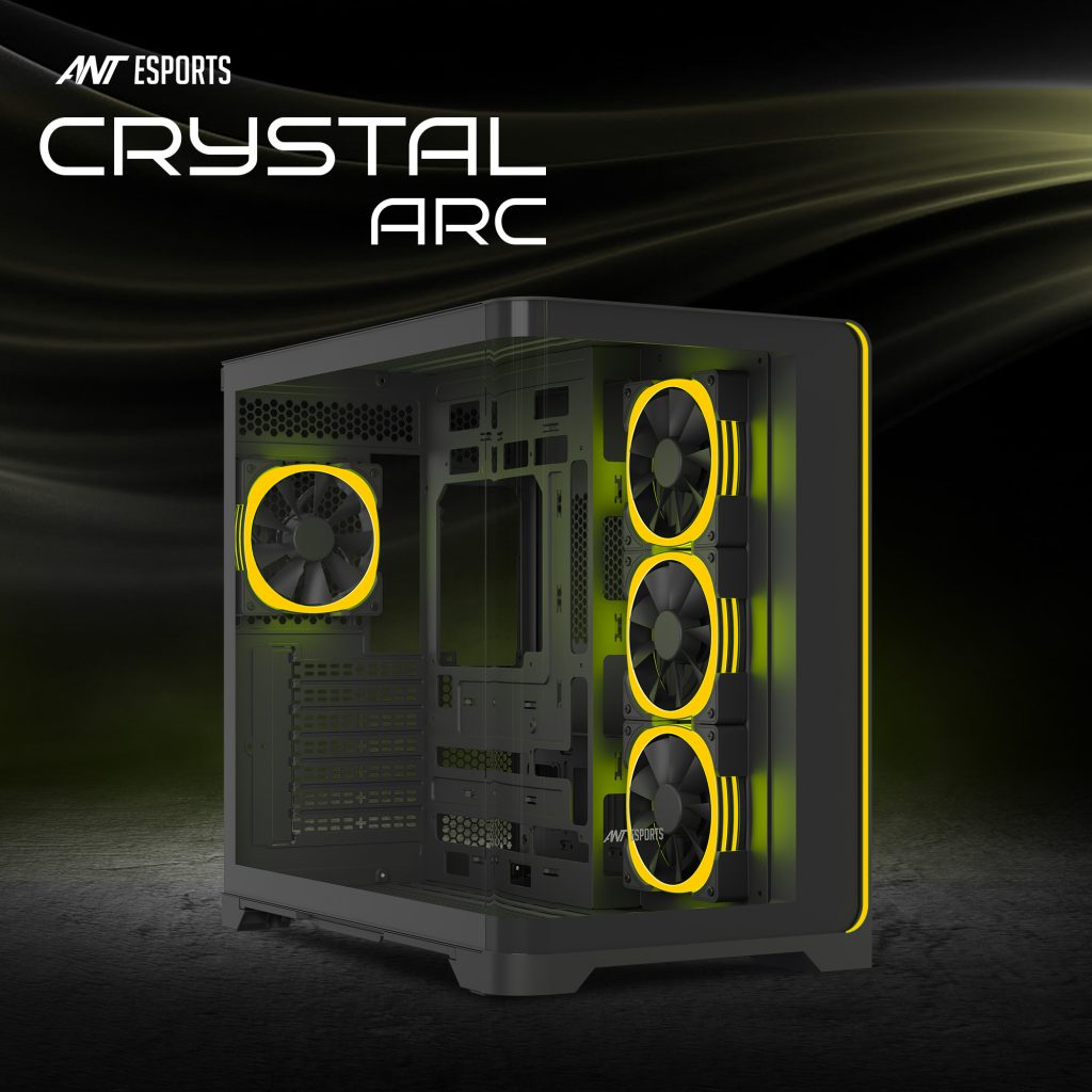 Ant Esports Crystal ARC Mid Tower (ATX/m-ATX/m-ITX) Black Cabinet with ...