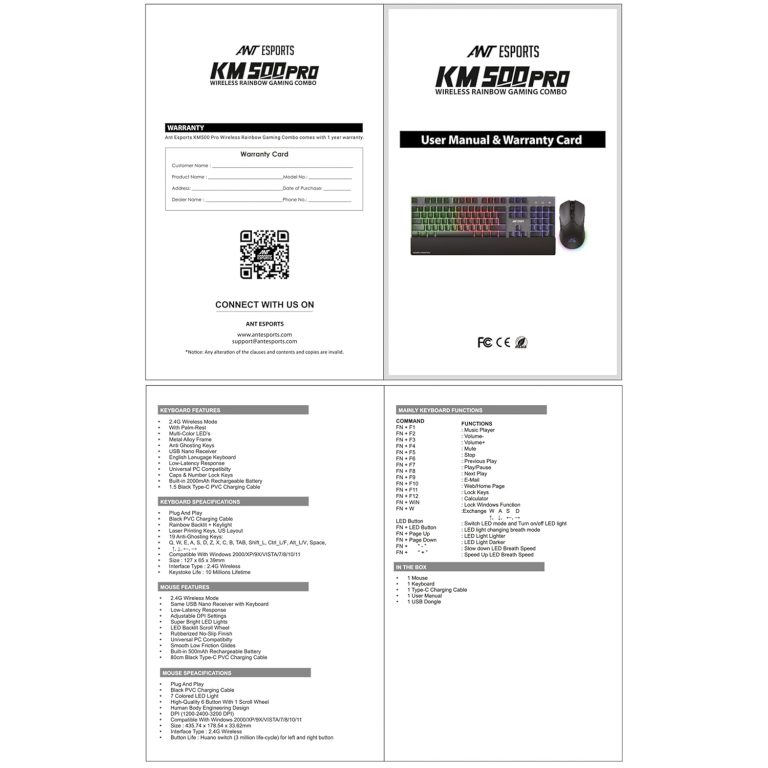 Ant Esports KM500 Pro Wireless Gaming Keyboard and Mouse Combo - ANT E ...