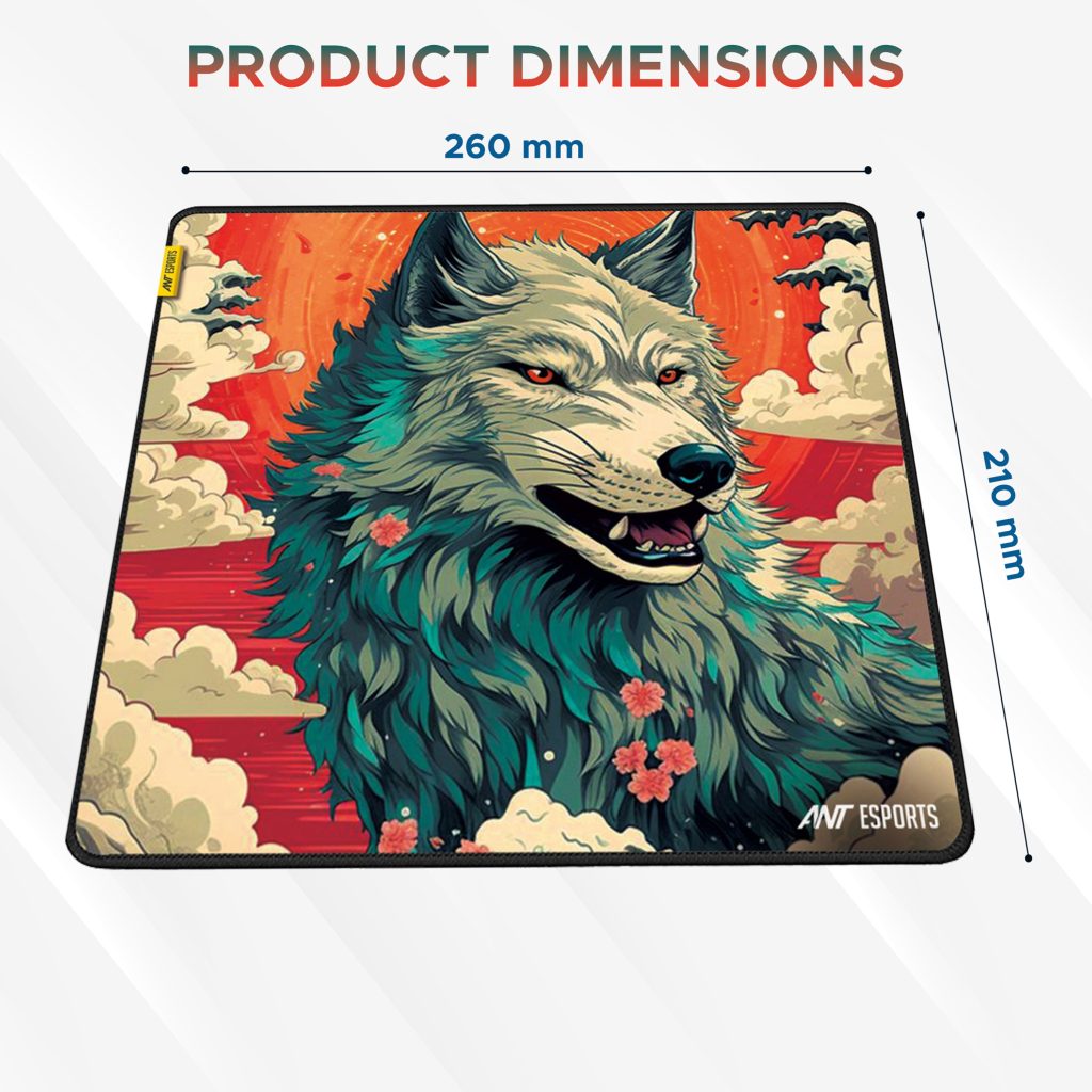 Ant Esports Wolf Mouse Pad 260X210X3mm Anti-fray Stitching - ANT E-SPORTS