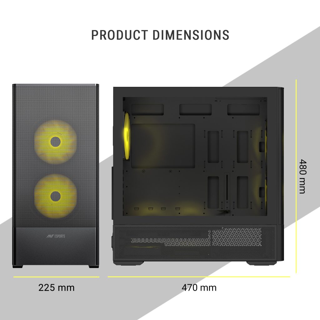 Ant Esports 511 Air 5F Mid Tower (E-ATX/ATX/M-ATX/M-ITX) Black Cabinet ...