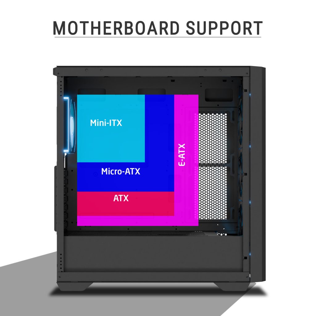 Ant Esports AQUA 360 4F Mid Tower (E-ATX/ATX/M-ATX/M-ITX) Black Cabinet ...