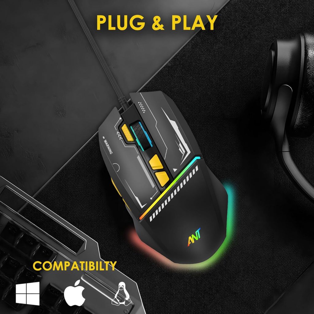 Ant Ghost 50 RGB Gaming Mouse with 12800 DPI - ANT E-SPORTS