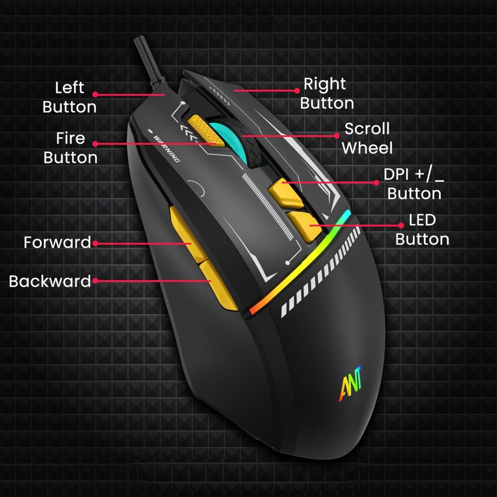 Ant Ghost 50 RGB Gaming Mouse with 12800 DPI - ANT E-SPORTS