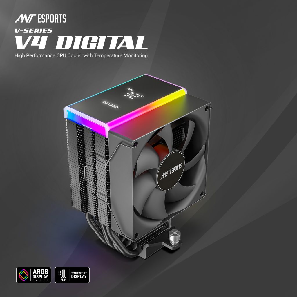 Ant Esports V4 Digital ARGB LGA1851/AM5 Black CPU Air Cooler - ANT E-SPORTS