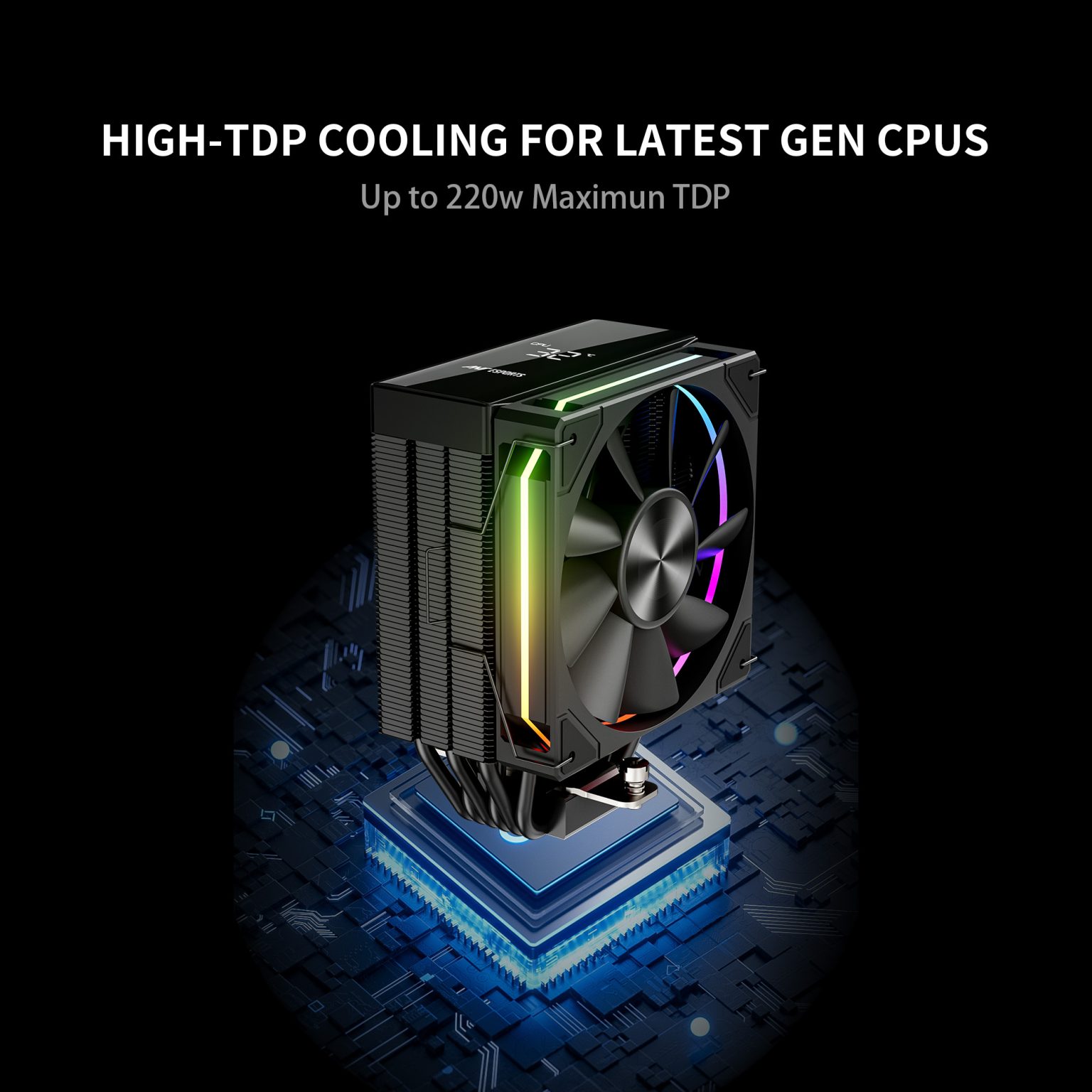 Ant Esports V6 Digital ARGB LGA1851/AM5 Black CPU Air Cooler - ANT E-SPORTS