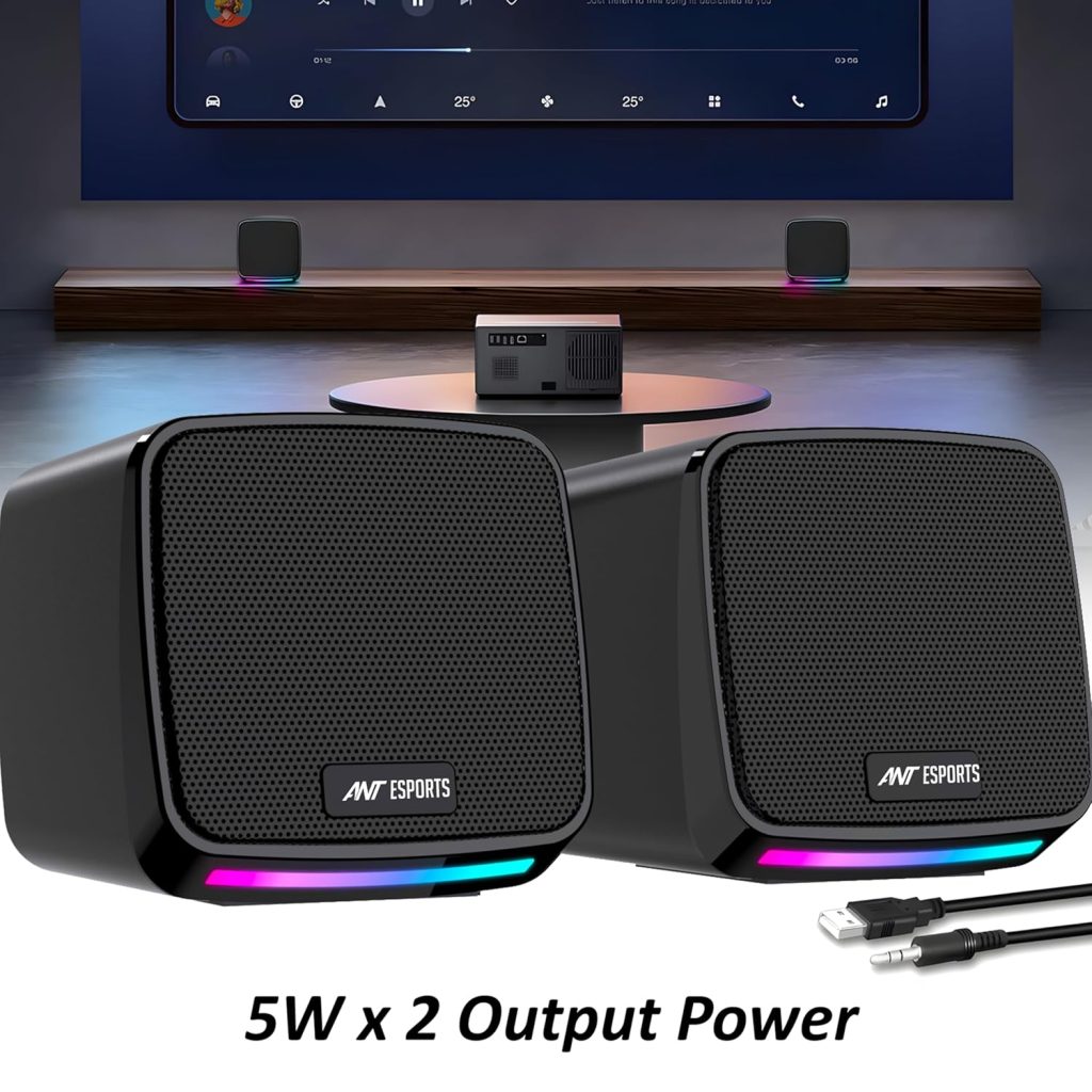 Ant Esports GS195 Computer Speakers with Colorful RGB Lights 10Watts ...