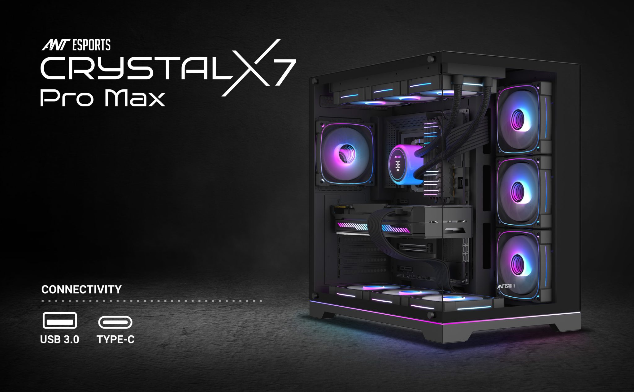 Ant Esports Crystal X7 Pro Max Mid Tower (ATX/M-ATX/M-ITX) Black ...