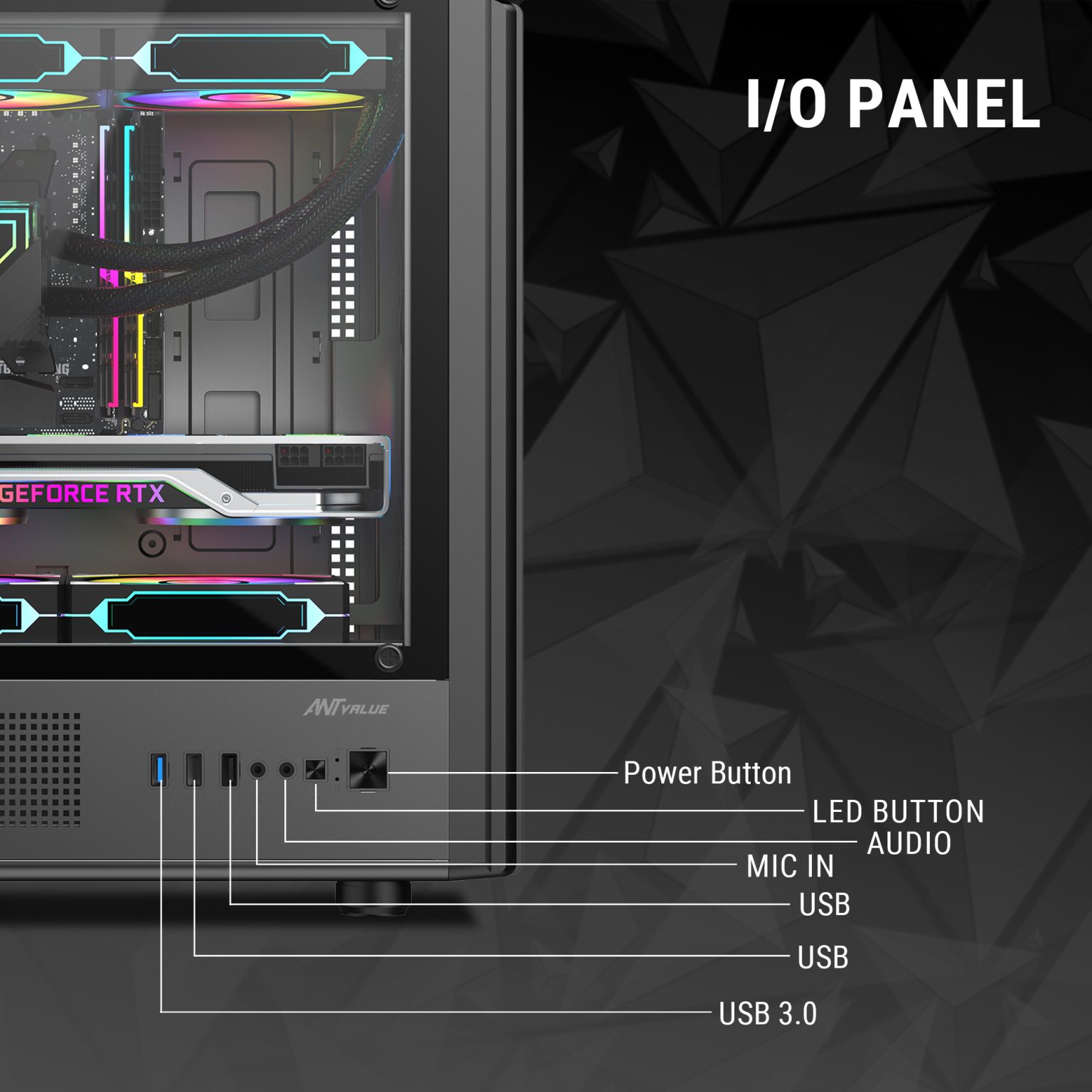 Ant value VM45 Mid Tower(M-ATX/ITX) 4x120mm Fans - ANT E-SPORTS