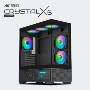 Ant Esports Crystal X6 Digital Mid Tower (E-ATX/ATX/M-ATX/M-ITX) Black ...