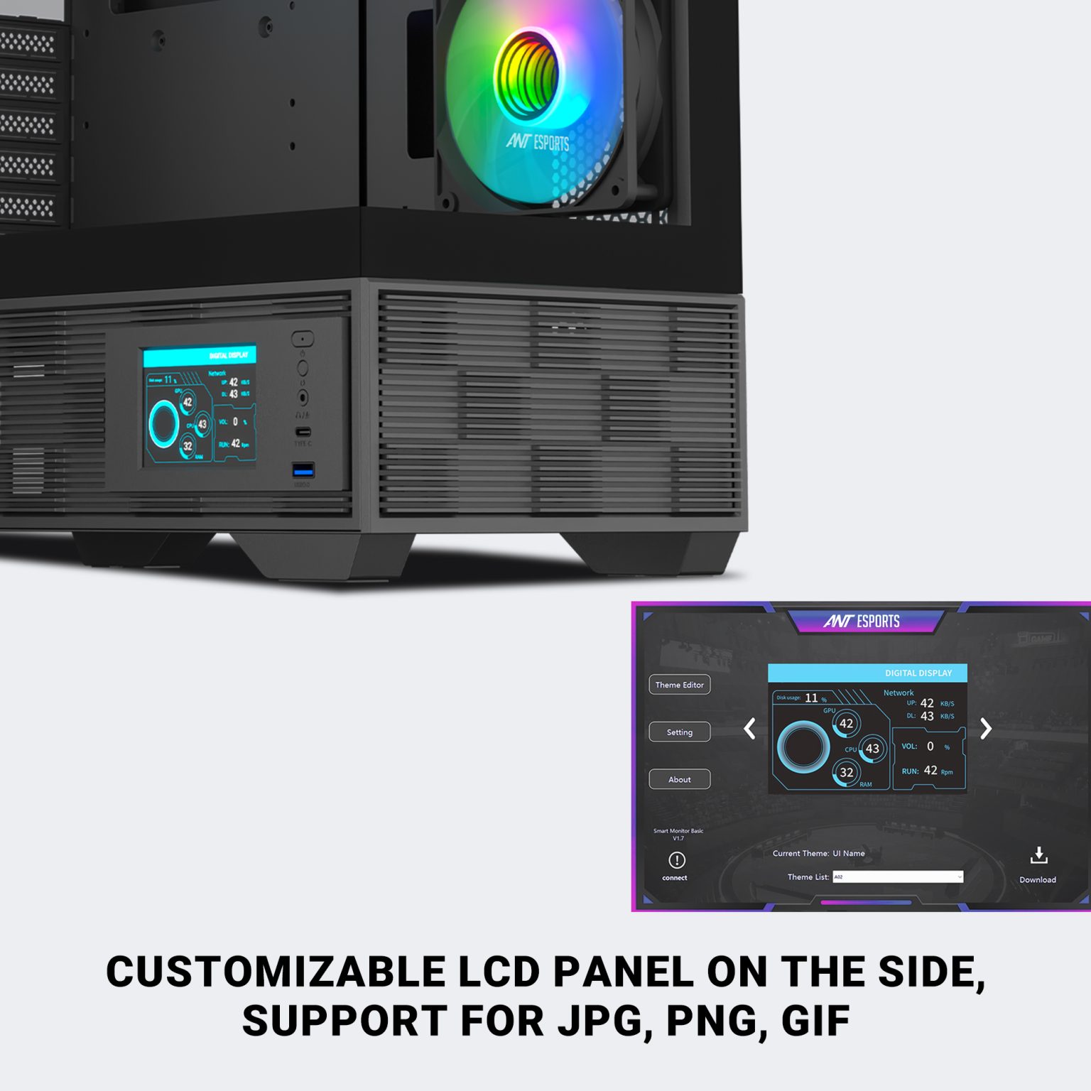 Ant Esports Crystal X6 Digital Mid Tower (E-ATX/ATX/M-ATX/M-ITX) Black ...