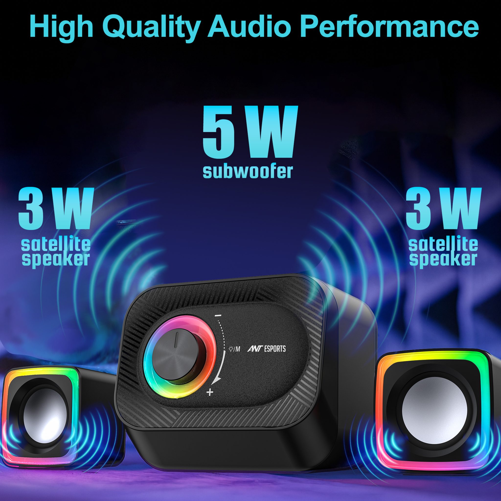 Ant Esports GS340 Speaker with 7 Mode RGB Light - ANT E-SPORTS