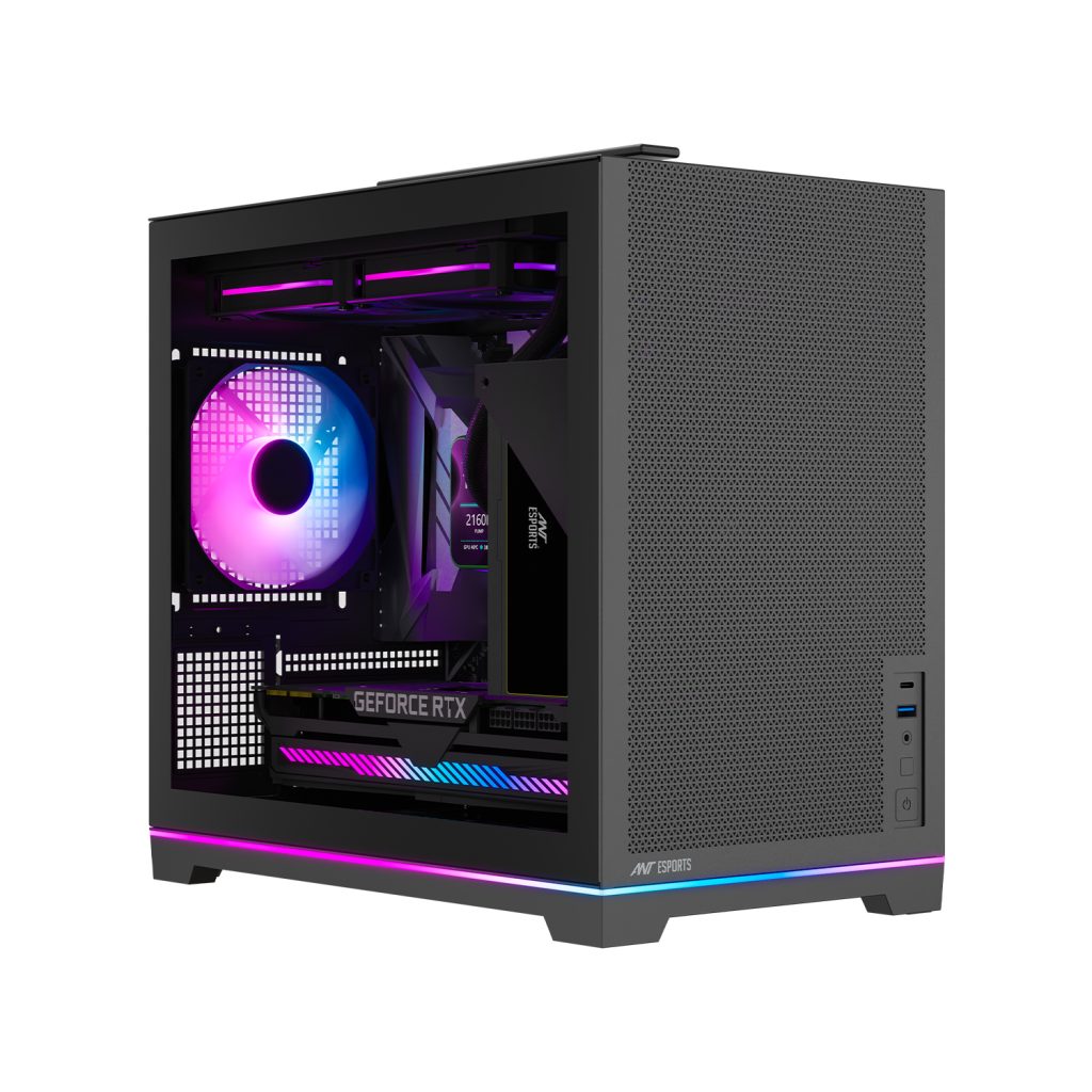 Ant Esports Box C air V2 (M-ATX/M-ITX) Black Cabinet with120mm Fan ...