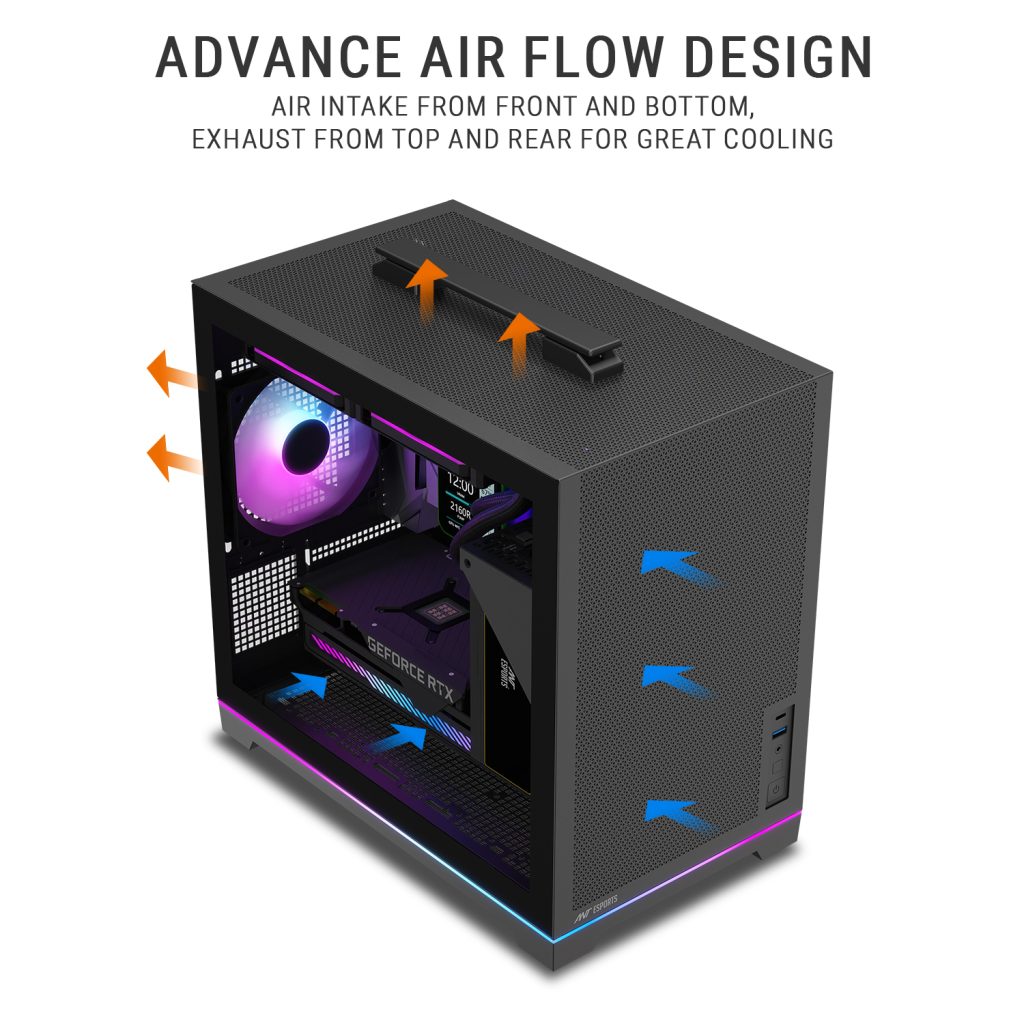Ant Esports Box C air V2 (M-ATX/M-ITX) Black Cabinet with120mm Fan ...
