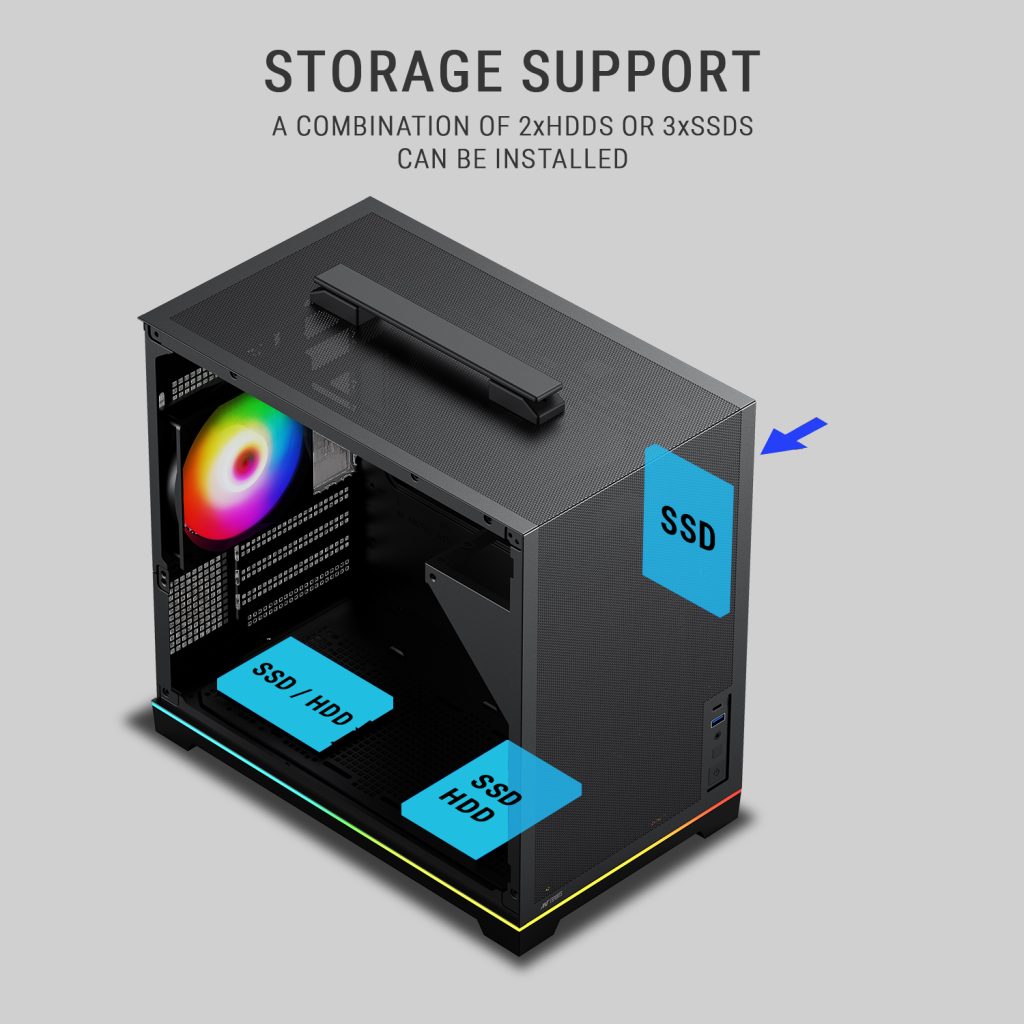 Ant Esports Box C air V2 (M-ATX/M-ITX) Black Cabinet with120mm Fan ...
