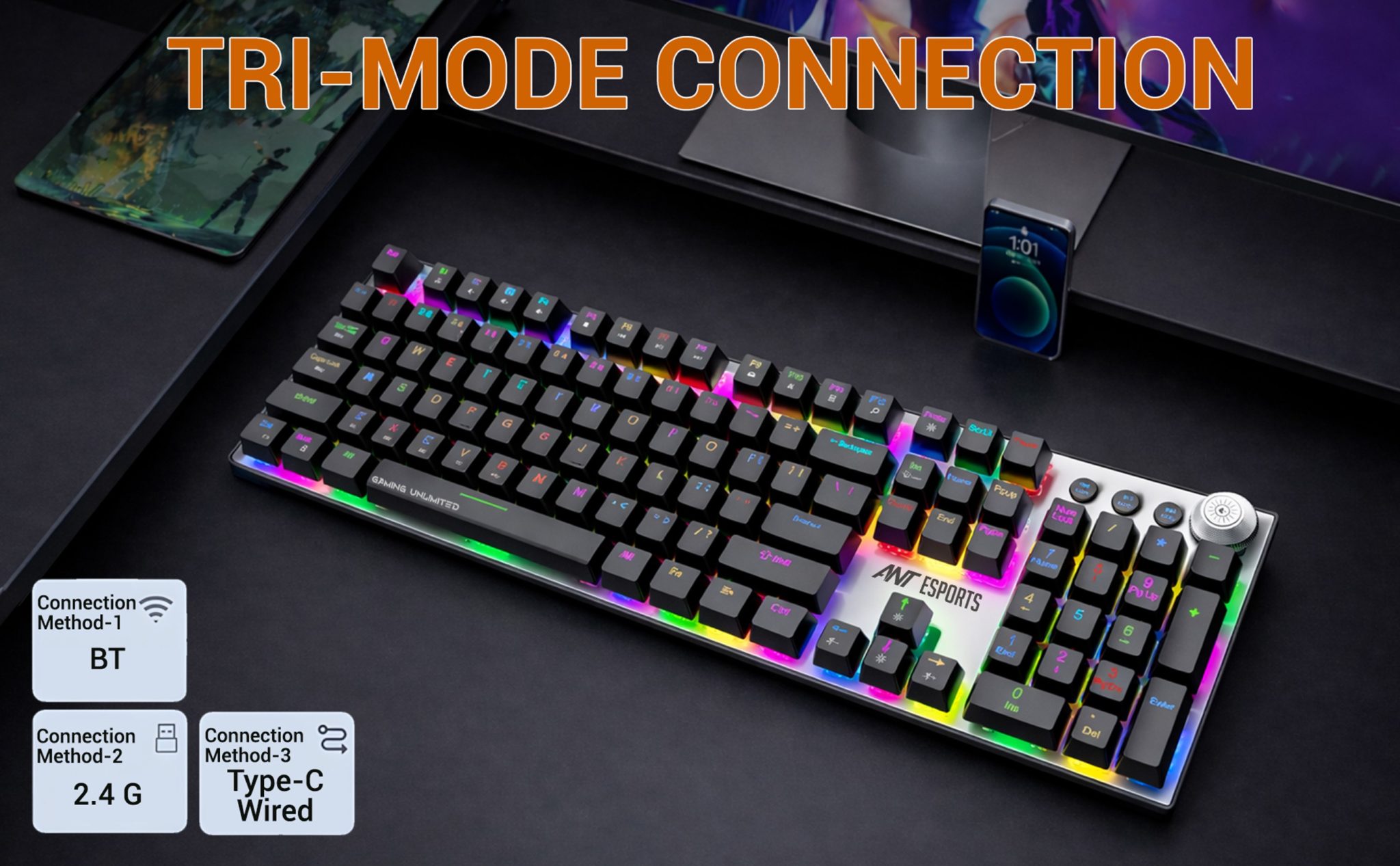 Ant Esports MK 4400 Pro Wireless Mechanical Gaming Keyboard Brown ...